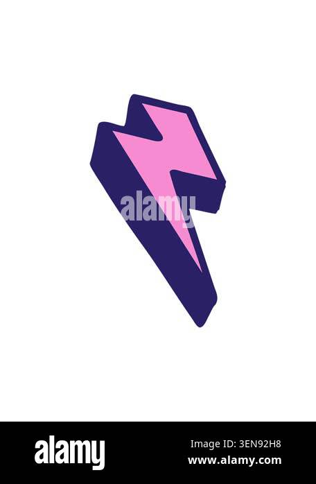 Vertical video showing a 3D pink lightning bolt icon rotates slowly ...