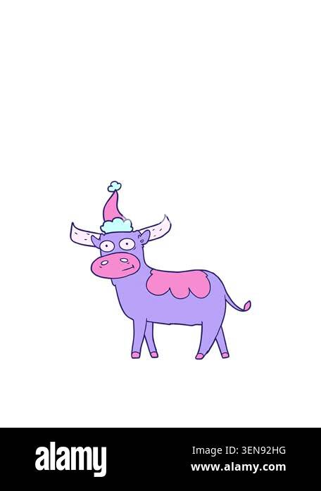jumping motion animation of hand drawn line drawing of a bull wearing ...