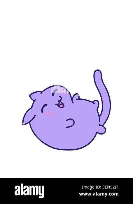 stretching up animation of cartoon of a cute happy cat laughing Stock ...