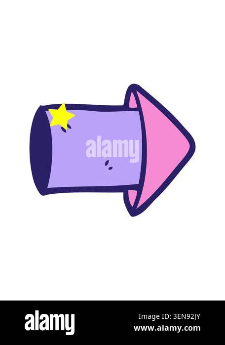 Vertical video showing animated cartoon arrow pointing right with a ...