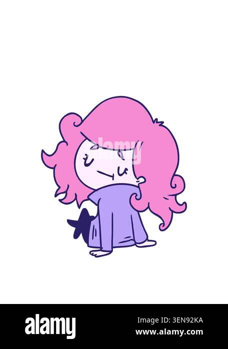stretching up animation of cartoon drawing of a cute kawaii girl Stock ...