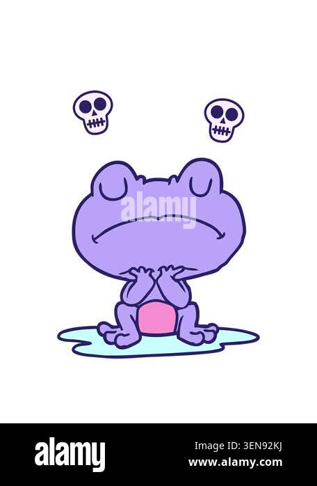 spinning skulls animation of cartoon frog in puddle Stock Video Footage ...