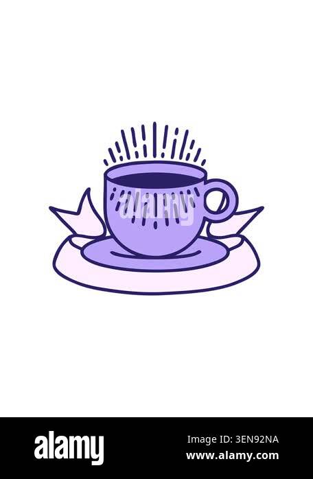popping motion animation of tattoo with banner of cup of coffee Stock ...