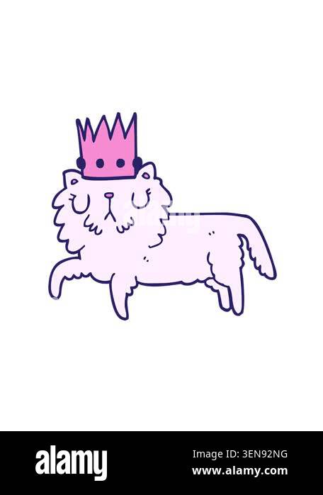 jiggle motion animation of cartoon cat wearing crown Stock Video ...