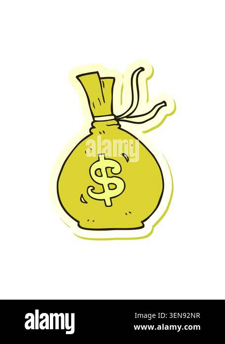 changing color animation of sticker of a cartoon bag of money Stock ...