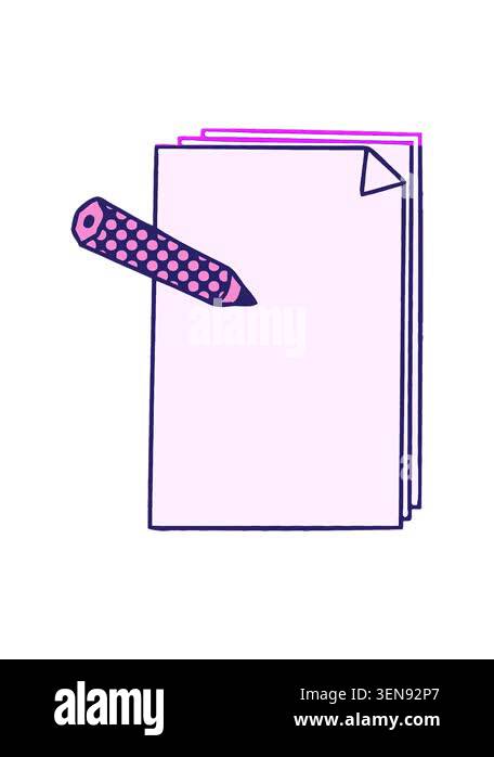 power up animation of comic book style quirky cartoon paper and pencil ...
