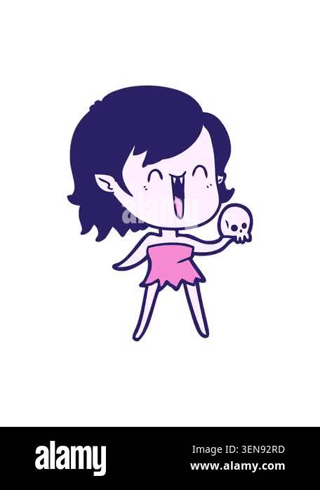 shivering motion animation of cartoon happy vampire girl design Stock ...