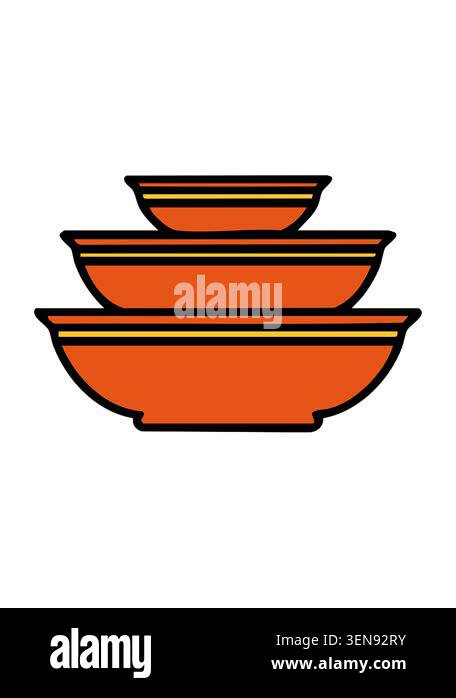 neon light effect animation of a stack of ceramic cooking bowls Stock ...
