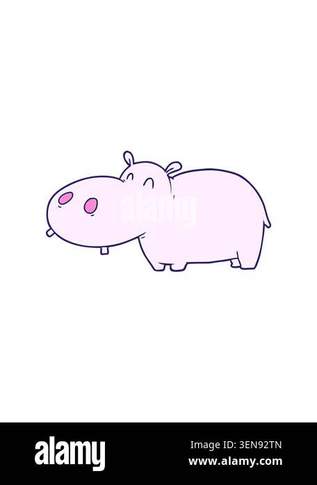 popping motion animation of cartoon hippo Stock Video Footage - Alamy