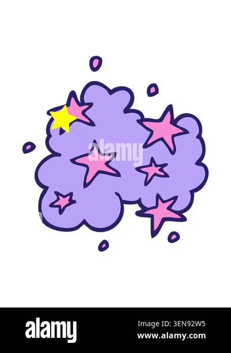 twinkling stars effect animation of cartoon doodle magical cloud Stock ...