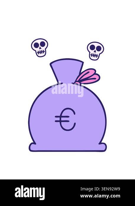 spinning skulls animation of cartoon of a bag of money Stock Video ...