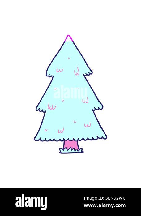 power up animation of cartoon christmas tree drawing Stock Video ...