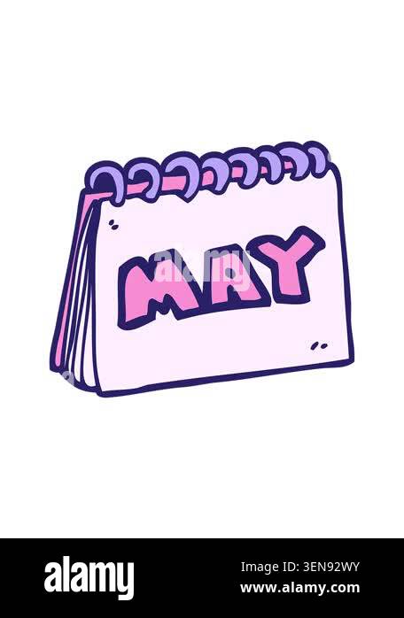 pressure popping animation of cartoon doodle calendar showing month of ...