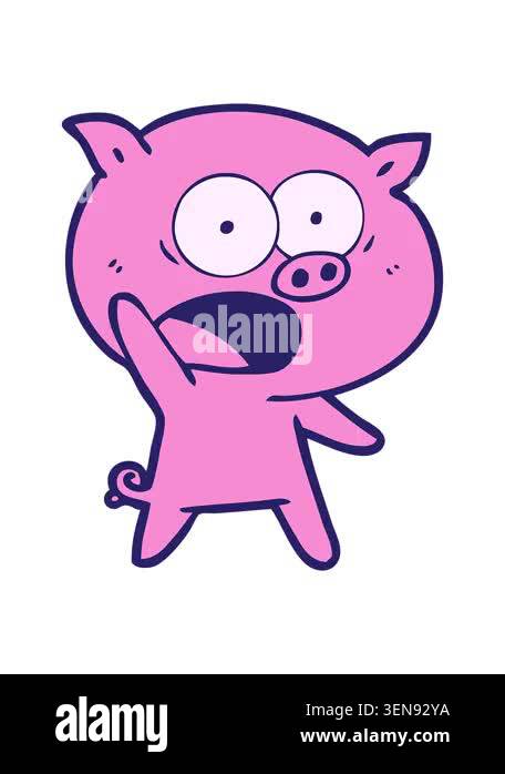 pixelize effect animation of cartoon pig shouting Stock Video Footage ...