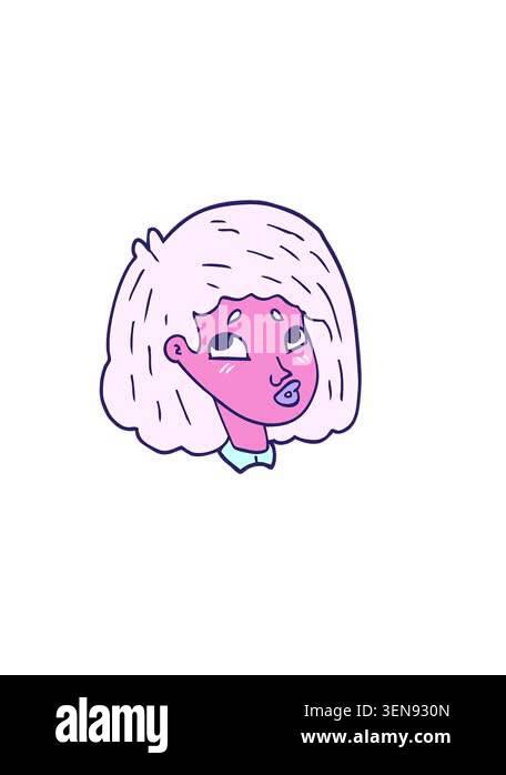horizontally vibrating animation of cartoon doodle face of a girl Stock ...
