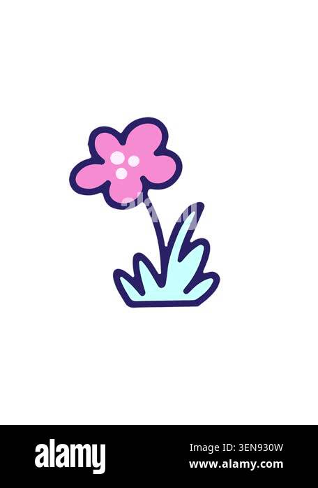 horizontally vibrating animation of drawing of a simple flower design ...