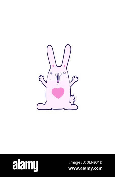 flashy sales animation of cartoon rabbit with love heart Stock Video ...
