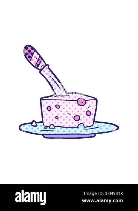 bob and pause animation of cartoon knife in block of cheese Stock Video ...