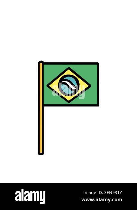 stretching up animation of brazil national flag with pole Stock Video ...
