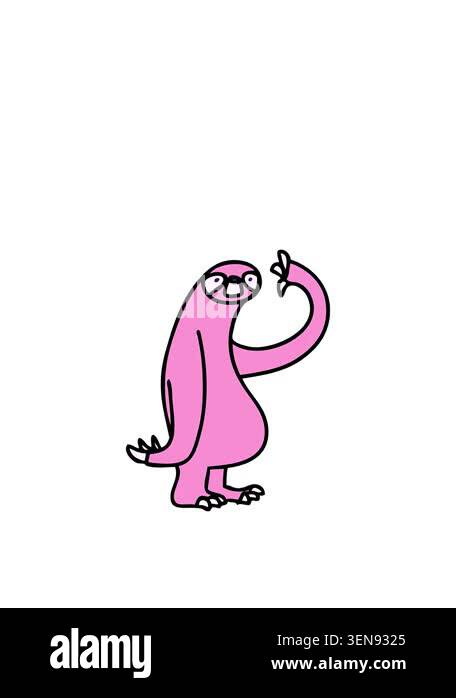 jumping motion animation of hand drawn cartoon sloth Stock Video ...