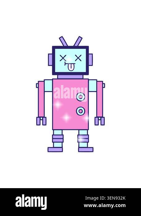 glitter effect animation of cartoon of a robot drawing Stock Video ...