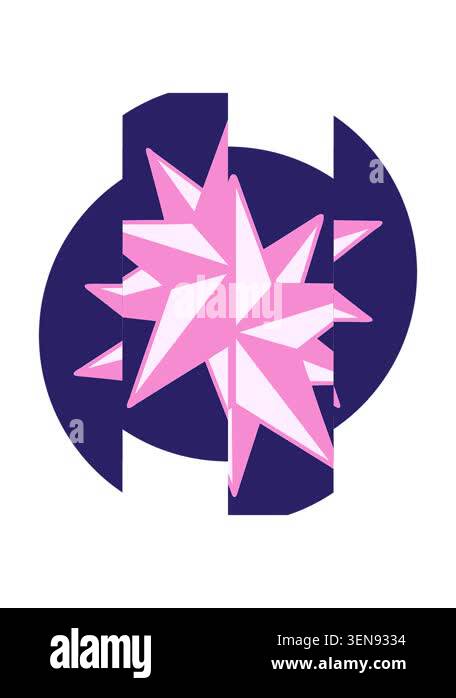 splitting motion animation of an iconic tattoo style image of a star ...