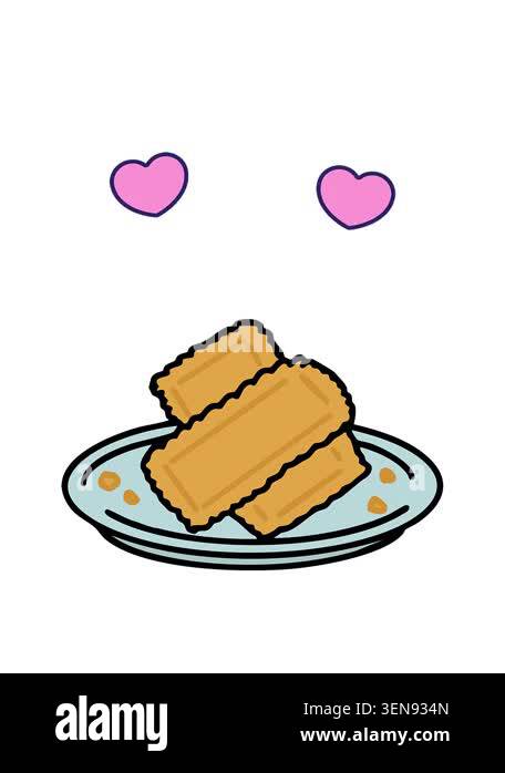 spinning hearts animation of brazilian fried pastels on plate Stock ...