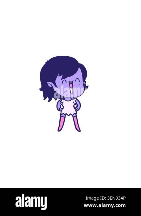 horizontally vibrating animation of doodle of a happy vampire girl ...