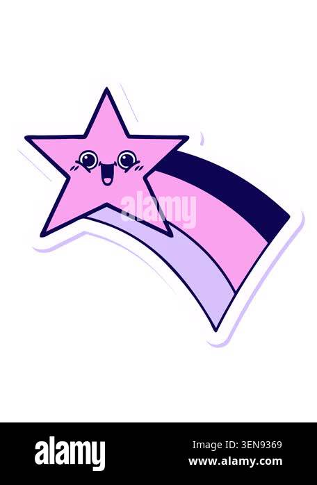 neon light effect animation of sticker of a cute cartoon shooting ...
