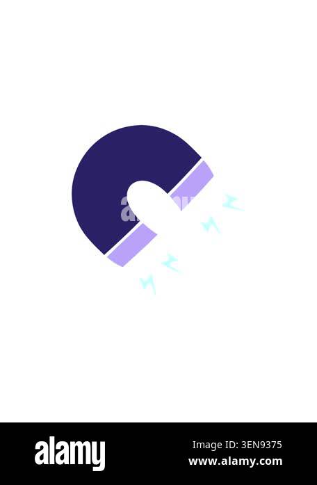 starburst effect animation of flat color retro cartoon of a magnet ...