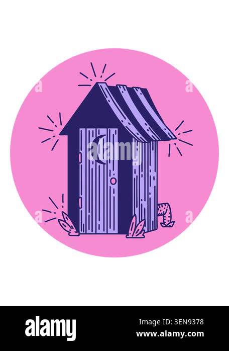 bobbing motion animation of icon of a tattoo style outdoor toilet Stock ...