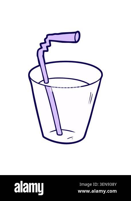 neon light effect animation of cartoon drink with straw Stock Video ...
