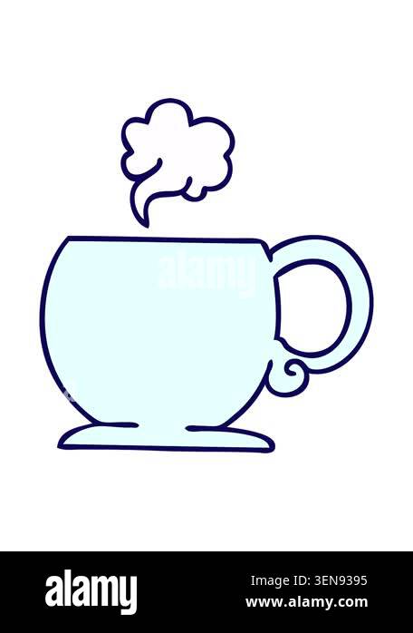 neon light effect animation of hand drawn cartoon hot drink Stock Video ...