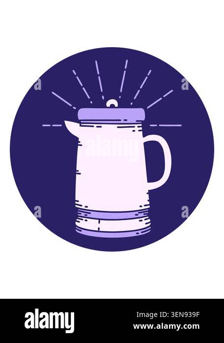 shine light effect animation of icon of a tattoo style coffee pot Stock ...