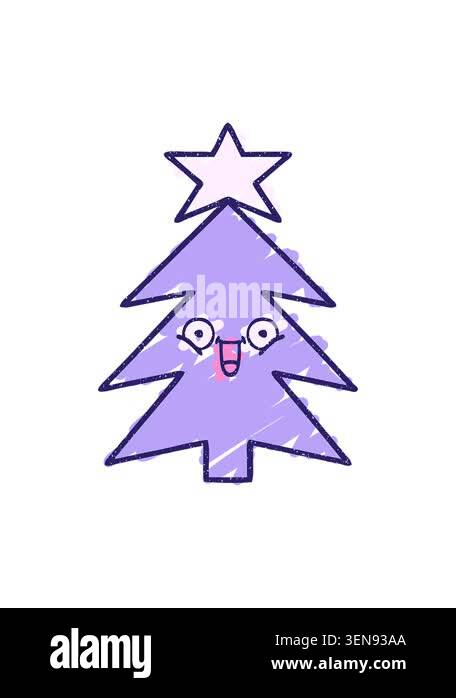 Vertical video showing animated Christmas tree with a star on top ...