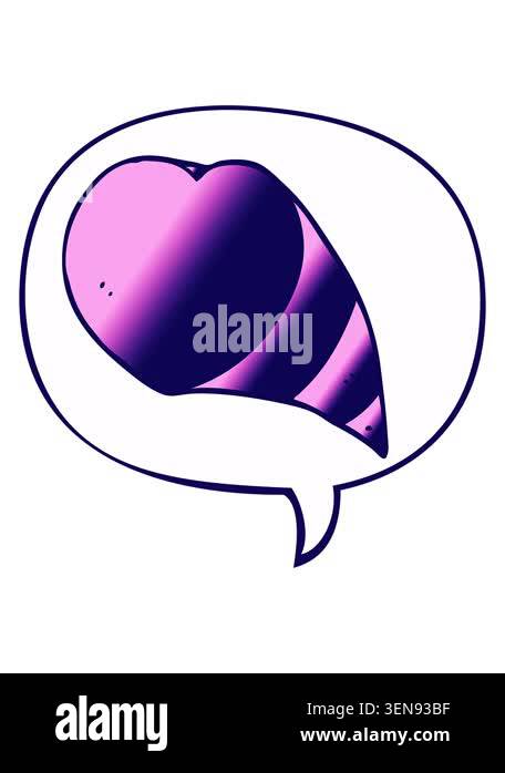 neon light effect animation of cartoon love heart symbol with speech ...