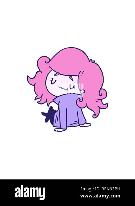 starburst effect animation of cartoon drawing of a cute kawaii girl ...
