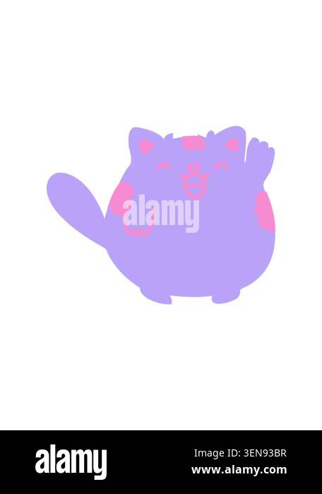 popping motion animation of cute cartoon cat waving Stock Video Footage ...