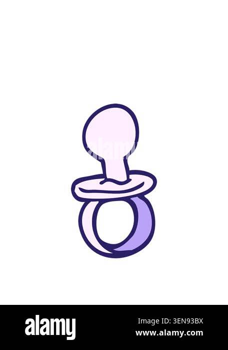 stretching up animation of cartoon doodle baby pacifier Stock Video ...