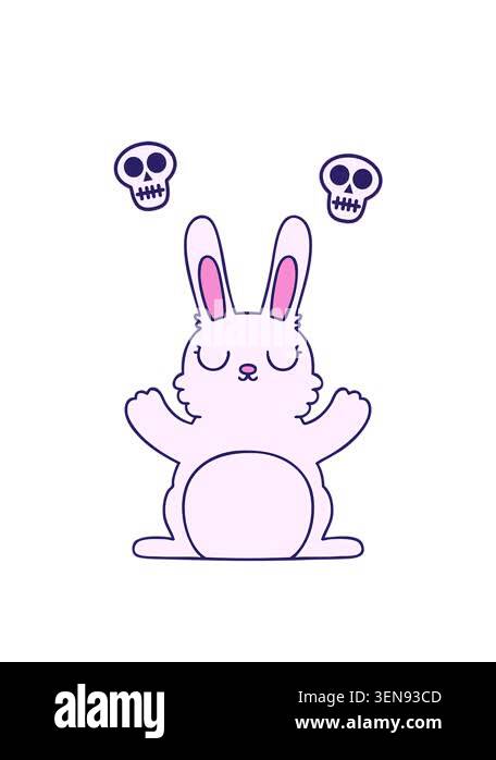 spinning skulls animation of hand drawn quirky rabbit Stock Video ...