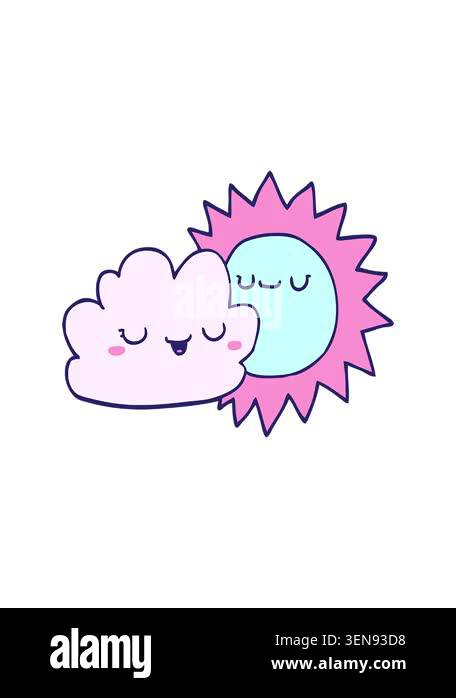 spinning motion animation of cartoon sun and cloud Stock Video Footage ...
