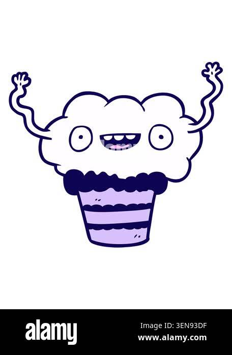 neon light effect animation of funny cartoon cupcake Stock Video ...