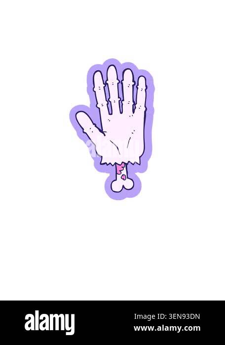 rise and float animation of sticker of a cartoon zombie hand Stock ...