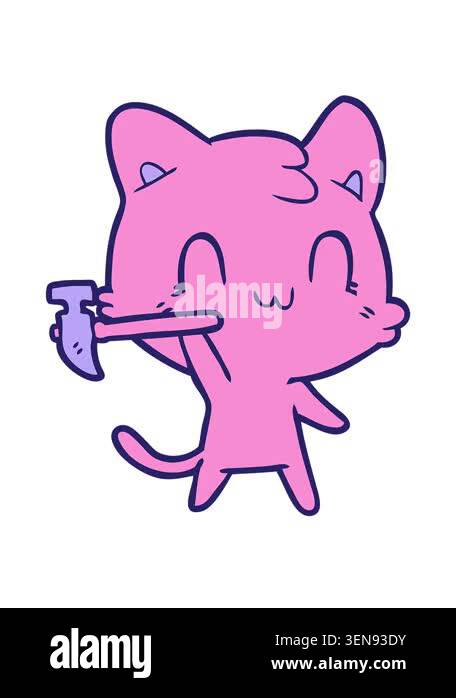 vibrating motion animation of happy cat drawing Stock Video Footage - Alamy