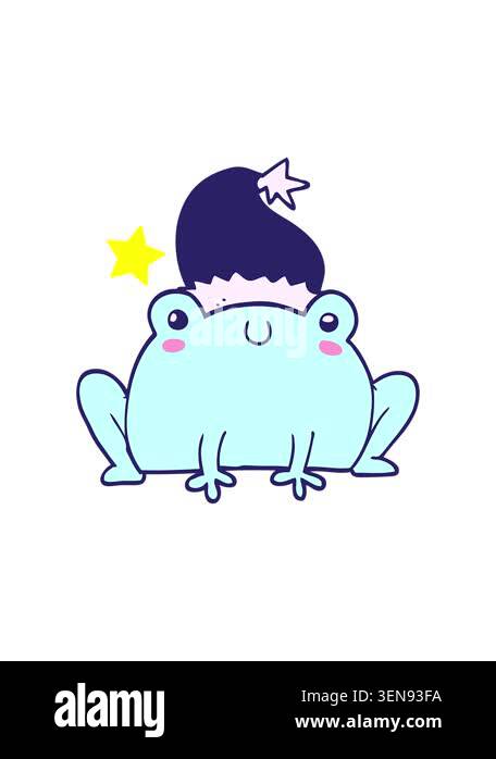 twinkling stars effect animation of cartoon christmas frog Stock Video ...