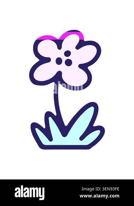 power up animation of cute simple flower design Stock Video Footage - Alamy