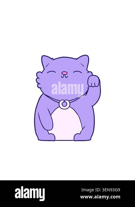 blinking radial lines animation of cartoon cat waving Stock Video ...
