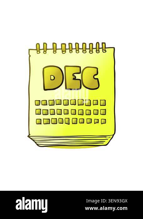 changing color animation of cartoon calendar showing month of december ...