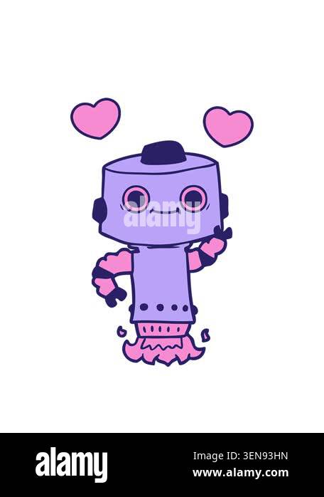 spinning hearts animation of cartoon robot image Stock Video Footage ...
