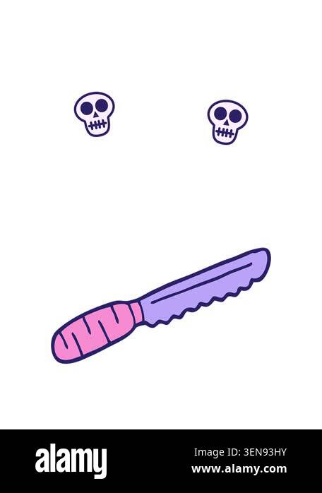 spinning skulls animation of cartoon doodle bread knife Stock Video ...